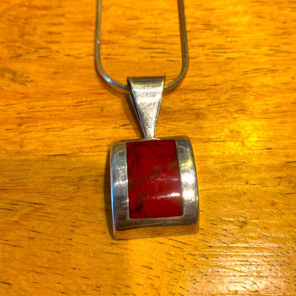 Source Unknown | Jewelry | 35 Red Stone Necklace Set In Silver | Poshmark